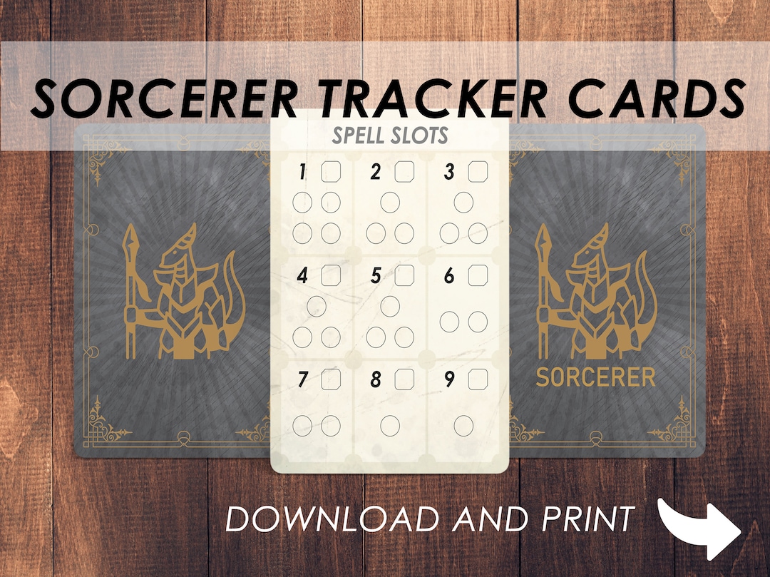 Dnd Sorcerer Spell Slot Tracker Card: Dungeons and Dragons 5e (PDF) - Etsy