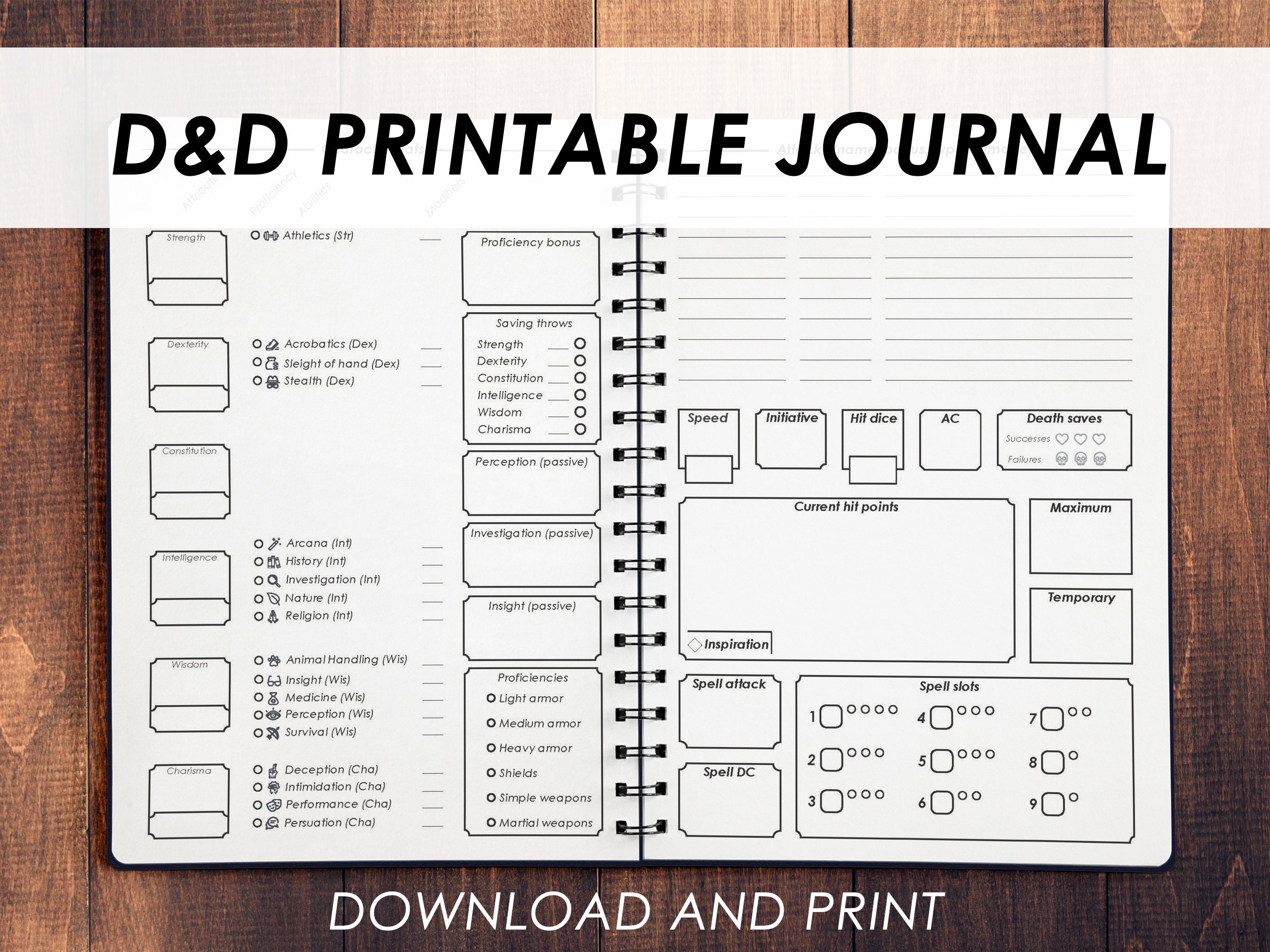 Printable Dnd Character Journal 5e Minimalist Dnd Character - Etsy ...