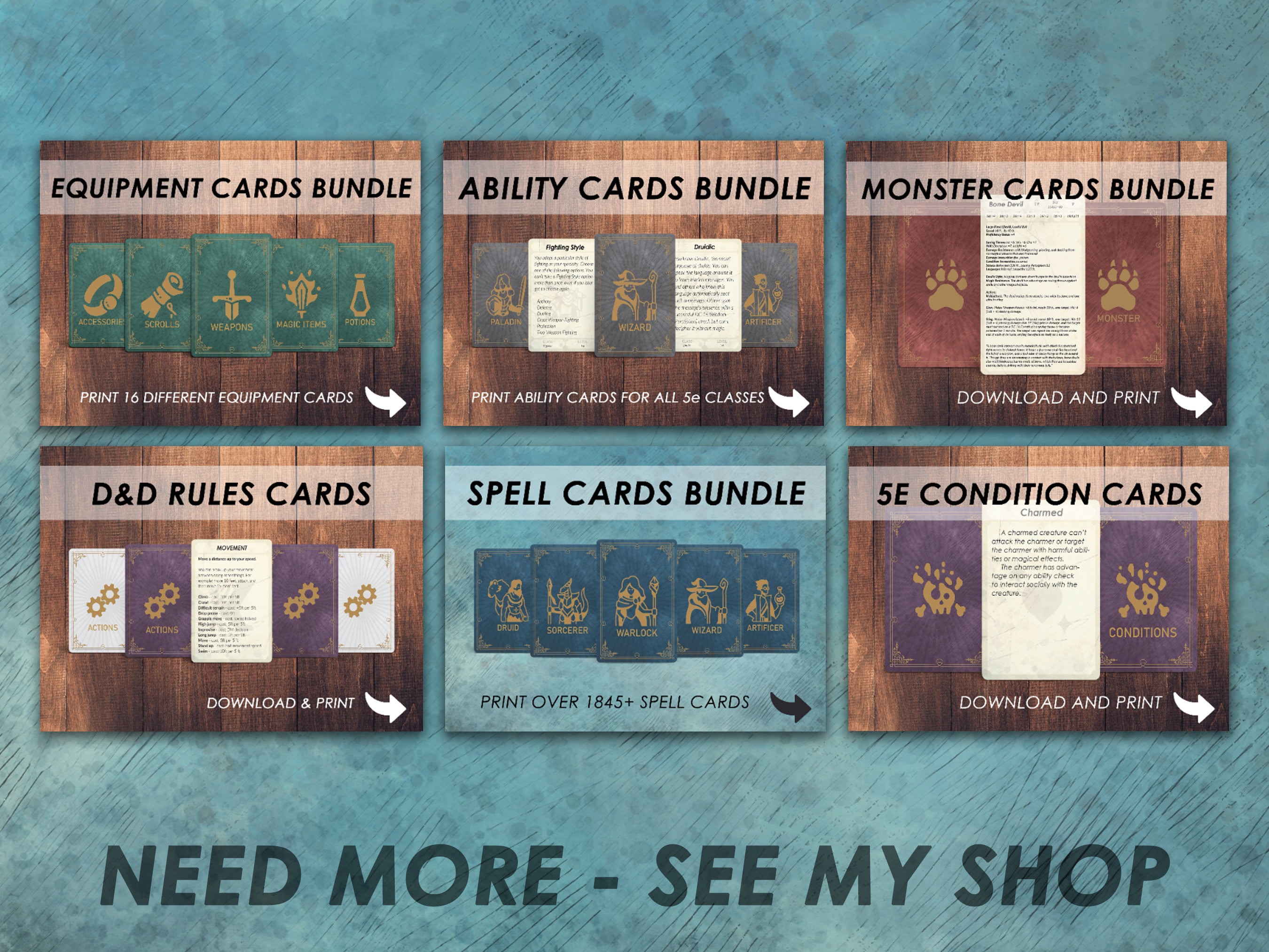 Dnd Wizard Spell Cards Dnd Spellbook Printable D&D - Etsy Australia