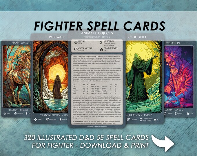 Eldritch Knight Spell Cards: D&D 5e, Form Fillable (PDF) - Etsy Canada