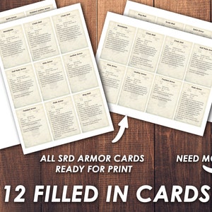 Dnd Armor Cards | Dnd Accessories | Custom Blank Cards| Printable ...