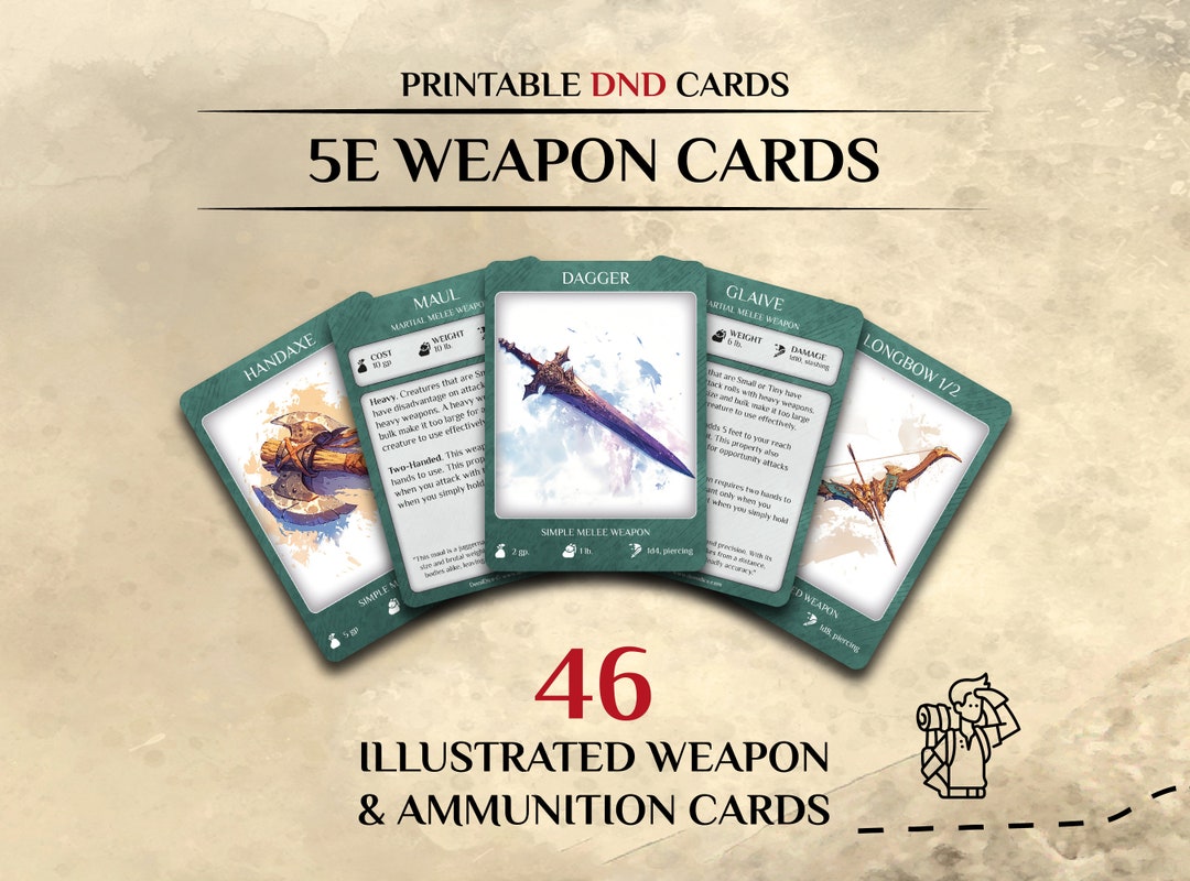 Dnd Weapon Cards Illustrated | Dnd Item Cards | D&d Dnd DM Player ...