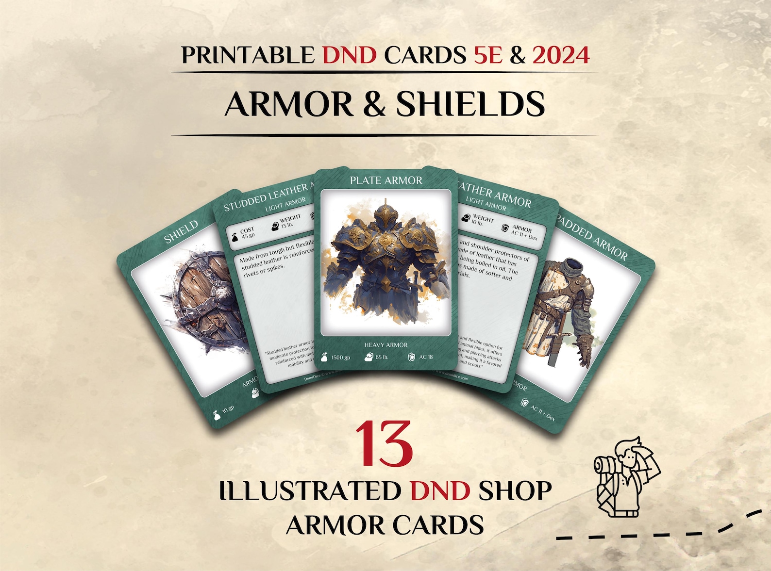 Dnd Item Cards: Armors | 13 Illustrated Item Cards | 5e and 2024 ...