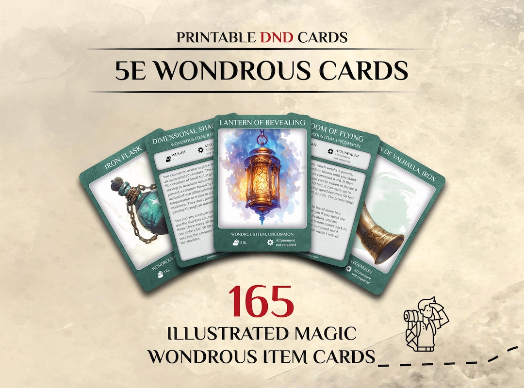 Illustrated Magic Item Cards: Dnd 5e Wondrous Items (download and Print ...