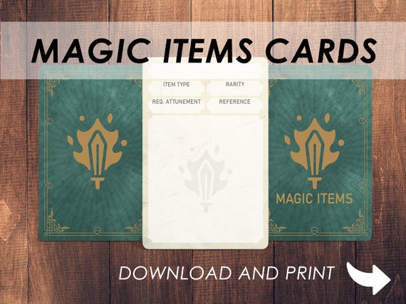 DND Magic Items Cards Download and Print Item Card Deck - Etsy