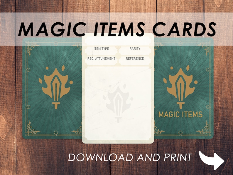 DND Magic Items Cards Download and Print Item Card Deck - Etsy