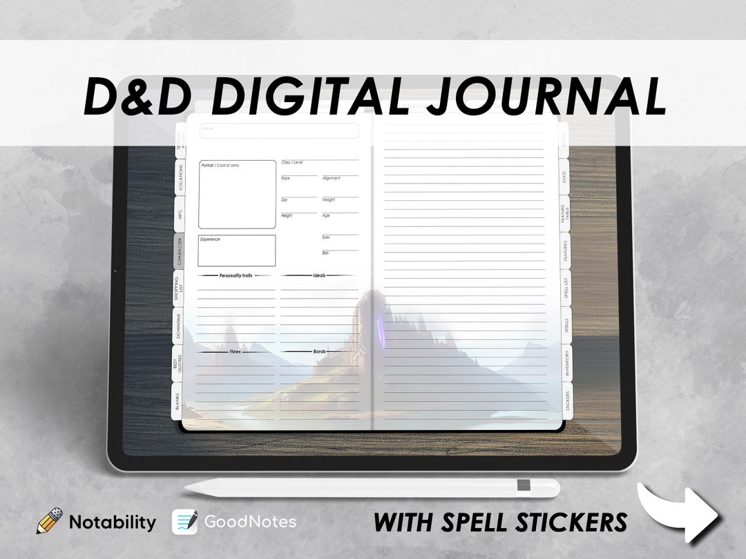 Dnd Journal Fantasy Edition Digital Character Sheet Goodnotes ...