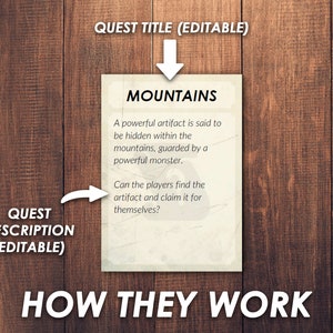 Quest Ideas Cards - Mountains Edition | Dnd Accessories | RPG Adventure ...