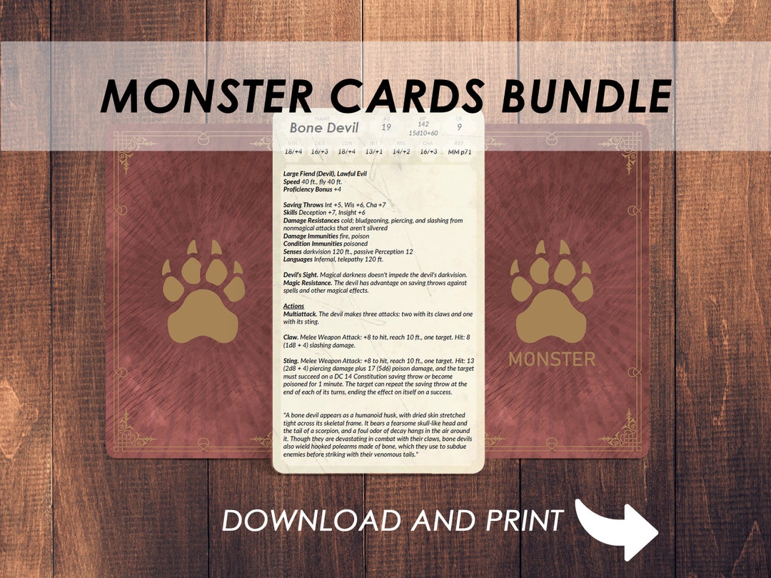 Dnd Monster Cards: CR0-30 Mega Bundle (printable PDF) - Etsy