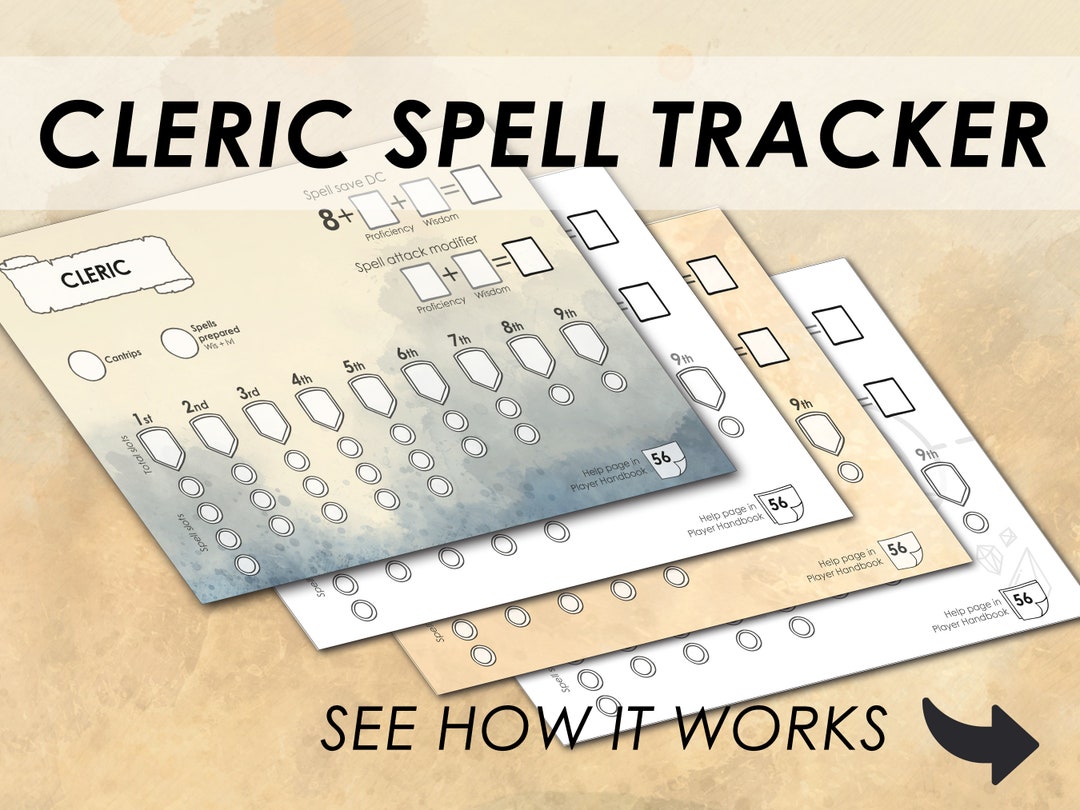 Cleric Dnd Spell Tracker | Dnd Accessories | D&D Character Sheet ...