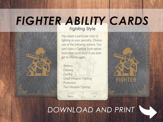 Dnd Fighter Ability Cards Dnd Player Class Accessories - Etsy Australia
