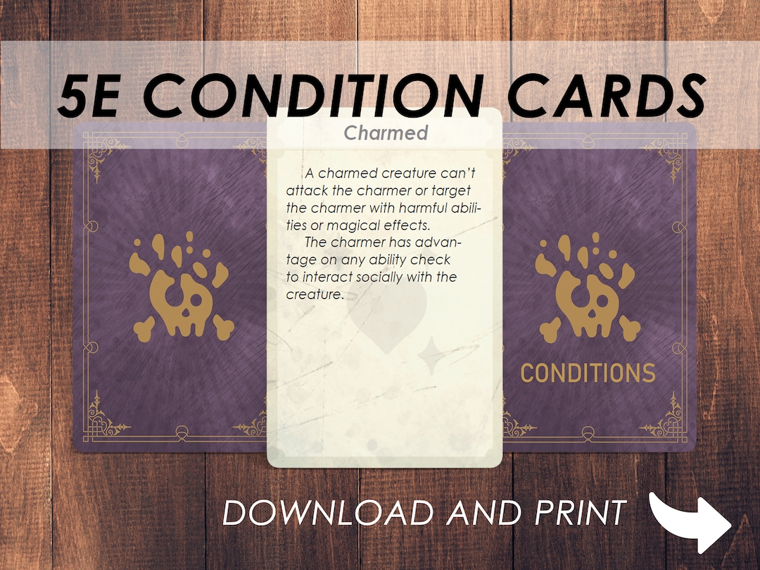 DND CONDITION TRACKER Cards | Download and Print | Condition Status ...