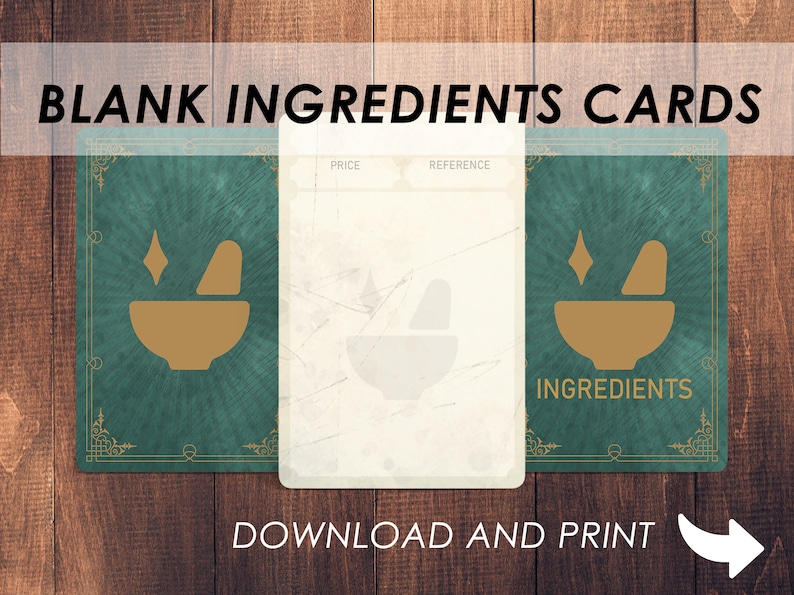 Dnd Ingredients Cards Dnd Accessories Custom Blank Cards - Etsy