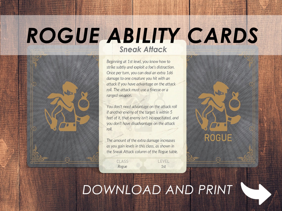 Dnd Rogue Ability Cards: Dungeons and Dragons 5e (PDF) - Etsy