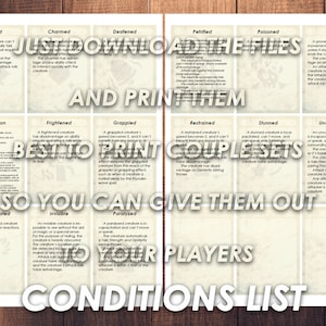 DND CONDITION TRACKER Cards | Download and Print | Condition Status ...