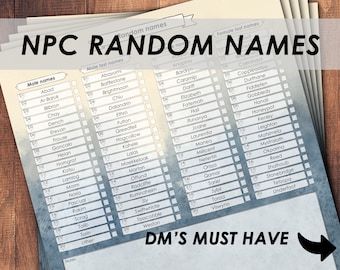 Npc Name Pdf Print - Etsy