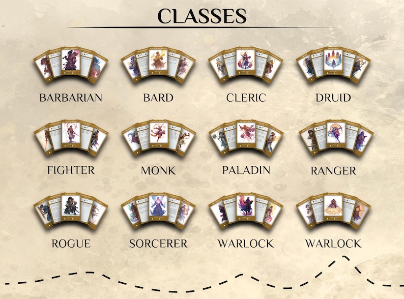 Dnd Illustrated Abilities Cards Bundle | 5E 2014 2024 Class Ability ...