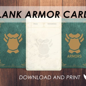 Dnd Armor Cards Dnd Accessories Custom Blank Cards Printable Dungeons ...