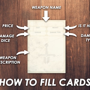 DND Weapon Cards | Download and Print | Item Card Deck | Dungeons and ...