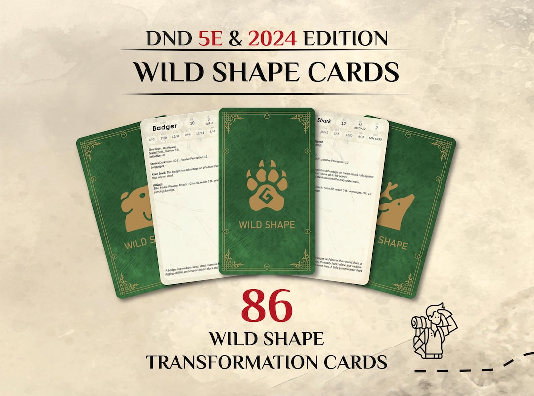 Dnd Druid Wild Shape Cards: 86 Beast Transformations 5e & 2024 Edition ...