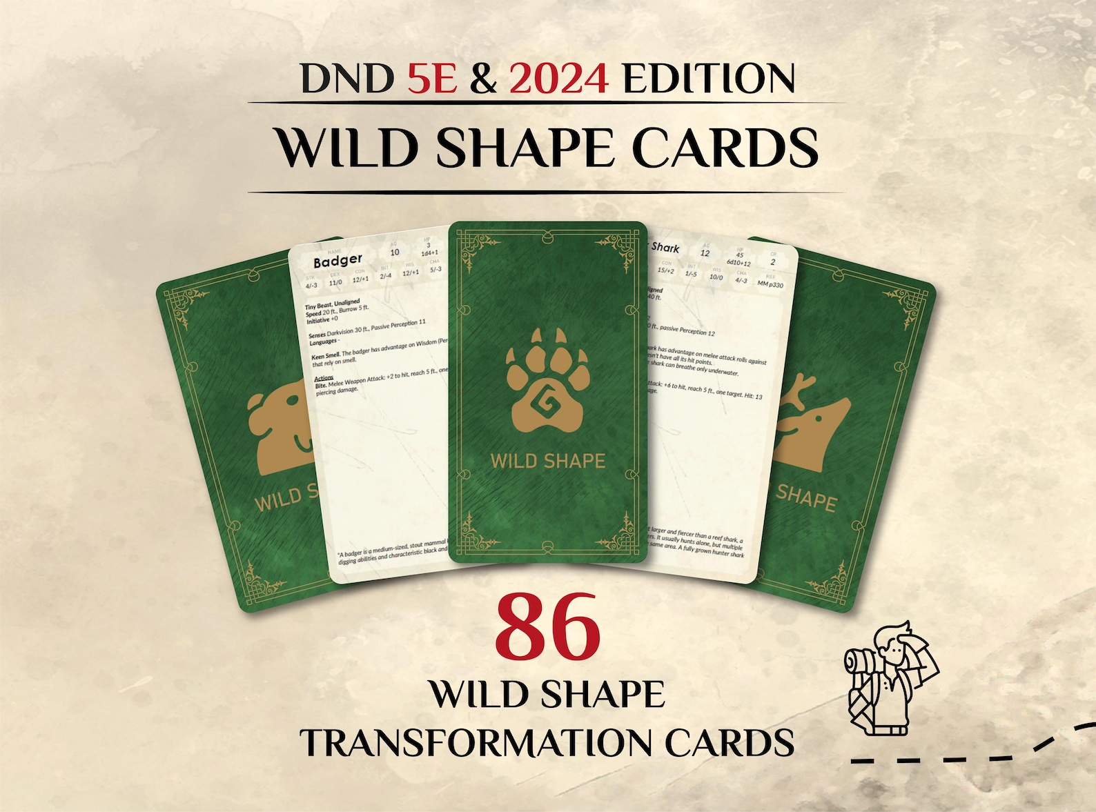 Dnd Druid Wild Shape Cards: 86 Beast Transformations 5e & 2024 Edition ...