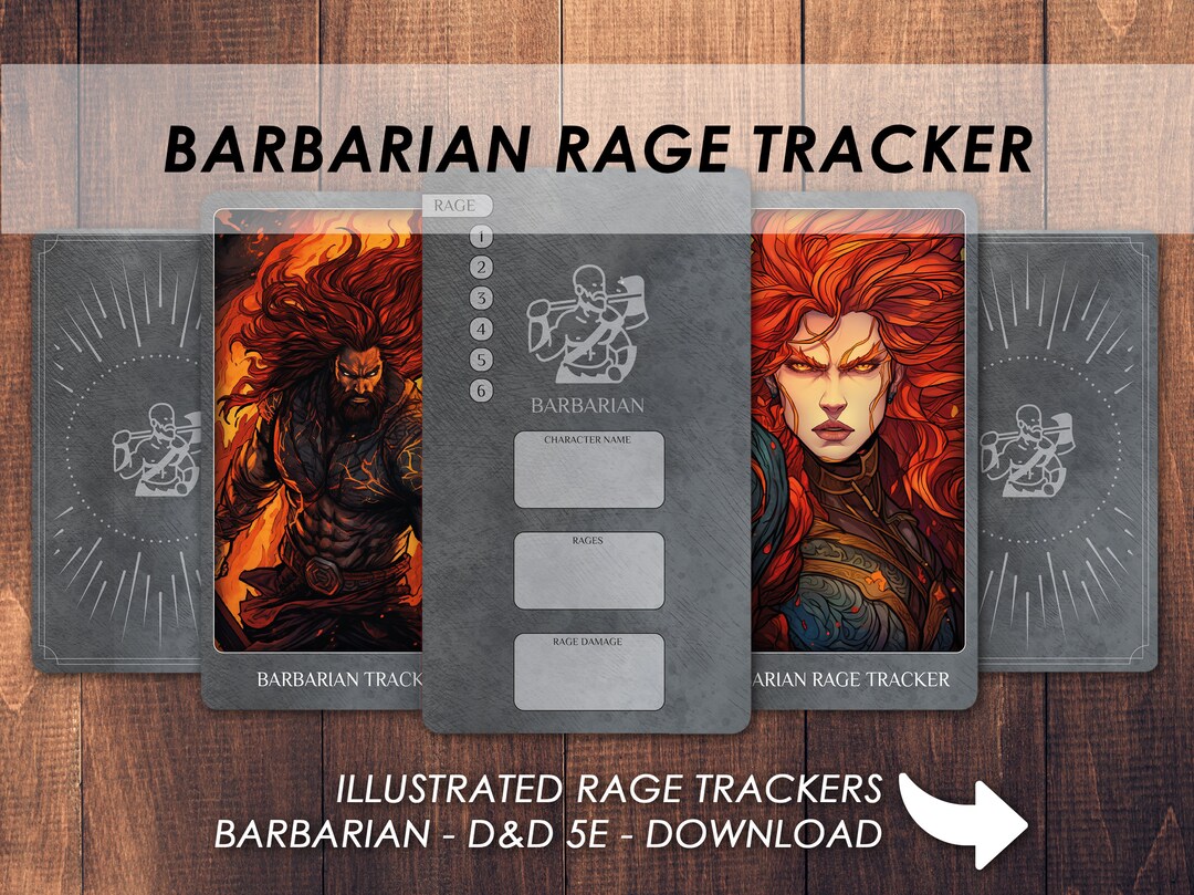 Barbarian Rage Tracker Card: D&D 5e Accessory (PDF) - Etsy