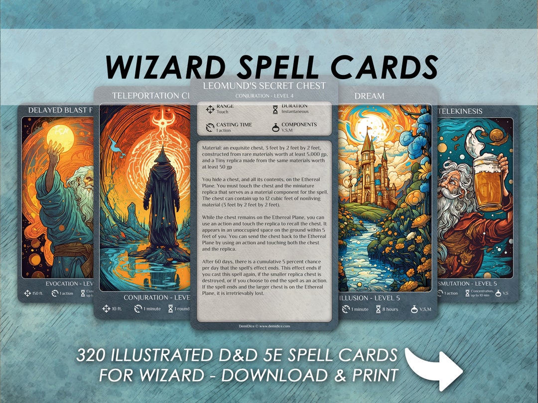 Dnd Wizard Spells | D&D Illustrated Spell Cards | Dungeons and Dragons ...