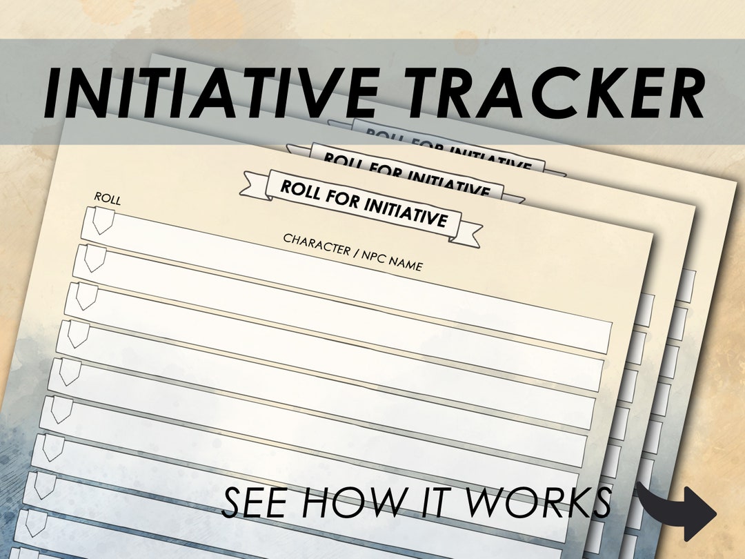 Dnd Initiative Tracker RPG Accessories Printable D&D Pathfinder ...