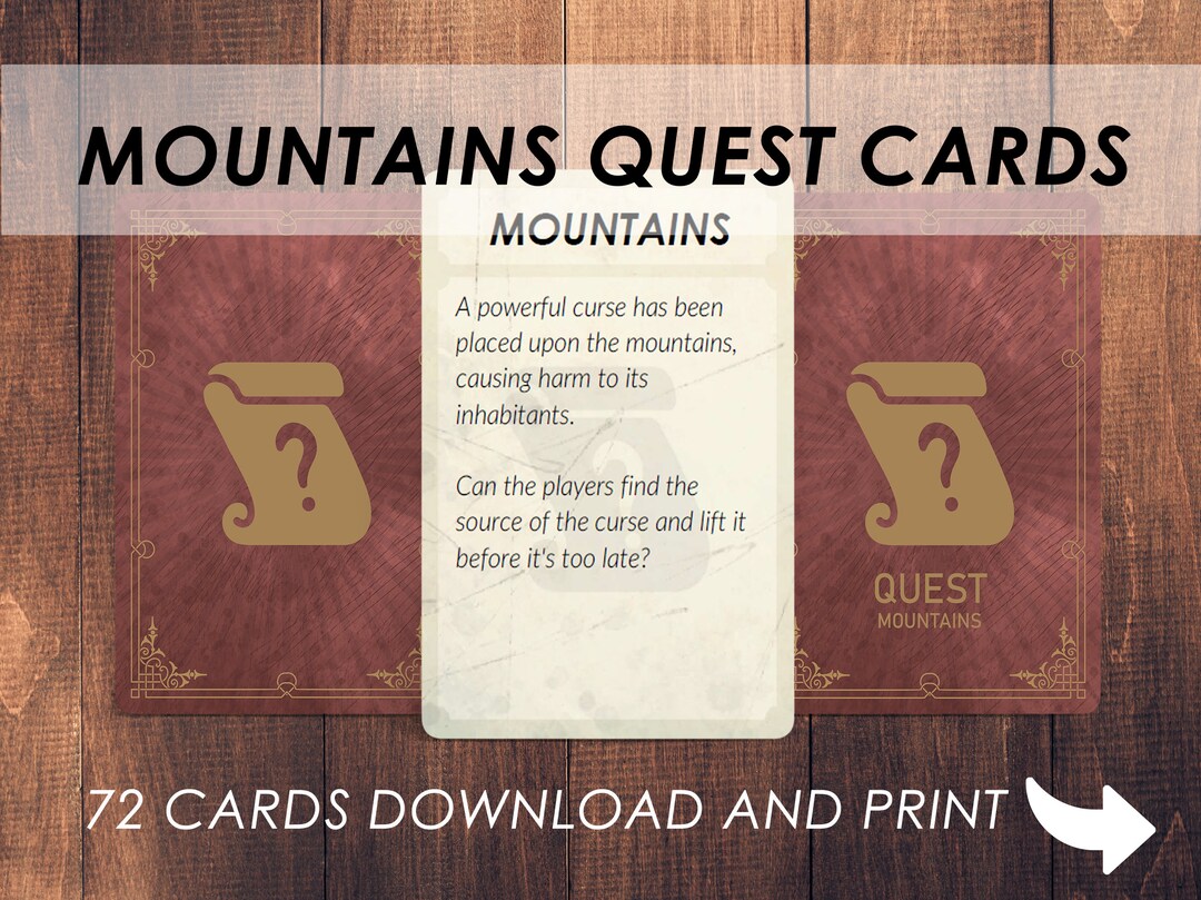 Quest Ideas Cards - Mountains Edition | Dnd Accessories | RPG Adventure ...