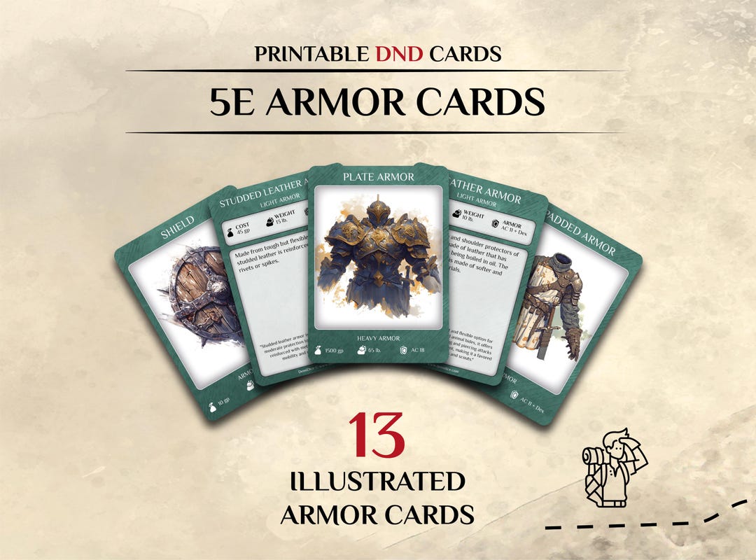 Illustrated Dnd 5e Armor Cards: 13 Item Cards (instant Download) - Etsy