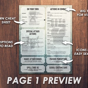 Dnd 5e DM Screen Insert: Quick Reference Sheets (printable) - Etsy