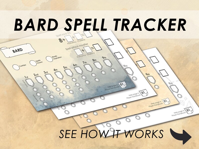 D&D 5e Bard Spell Slot Tracker Download and Print Dungeons | Etsy