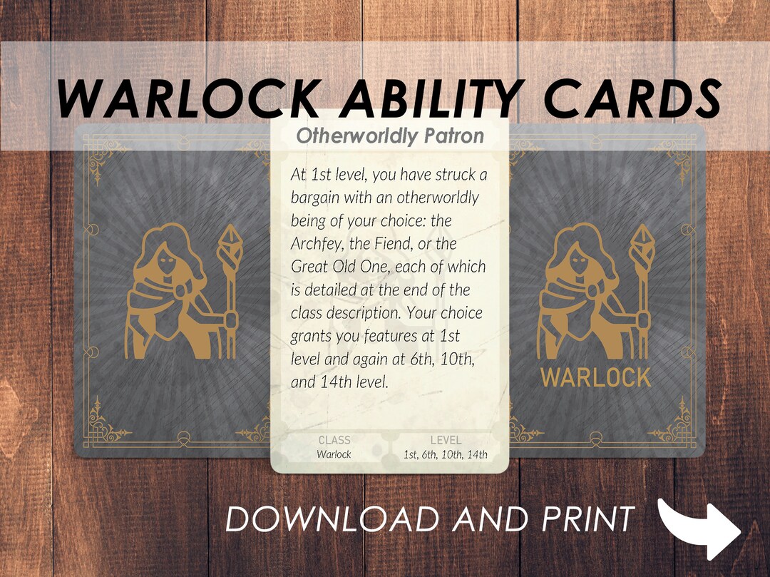 Dnd Warlock Ability Cards | Dnd Player Class Accessories | Dungeons and ...