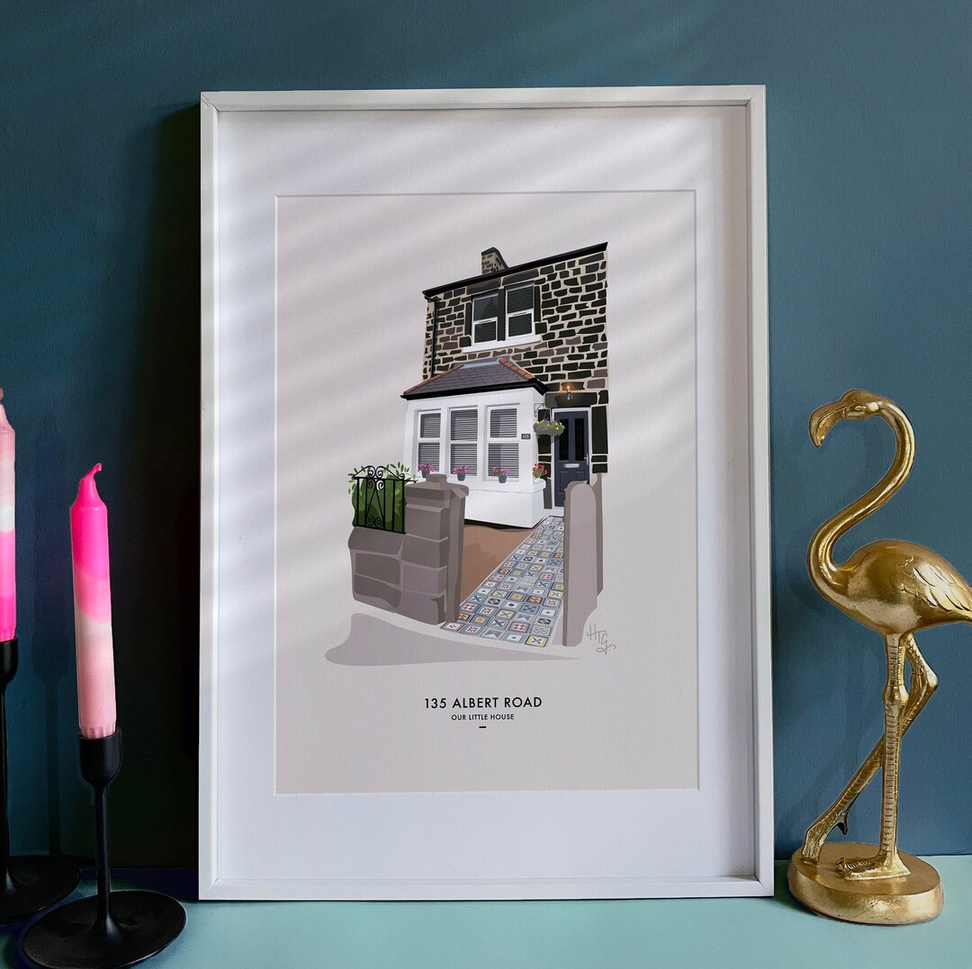 Personalised House Portrait Print, Custom Digital Modern Painting ...