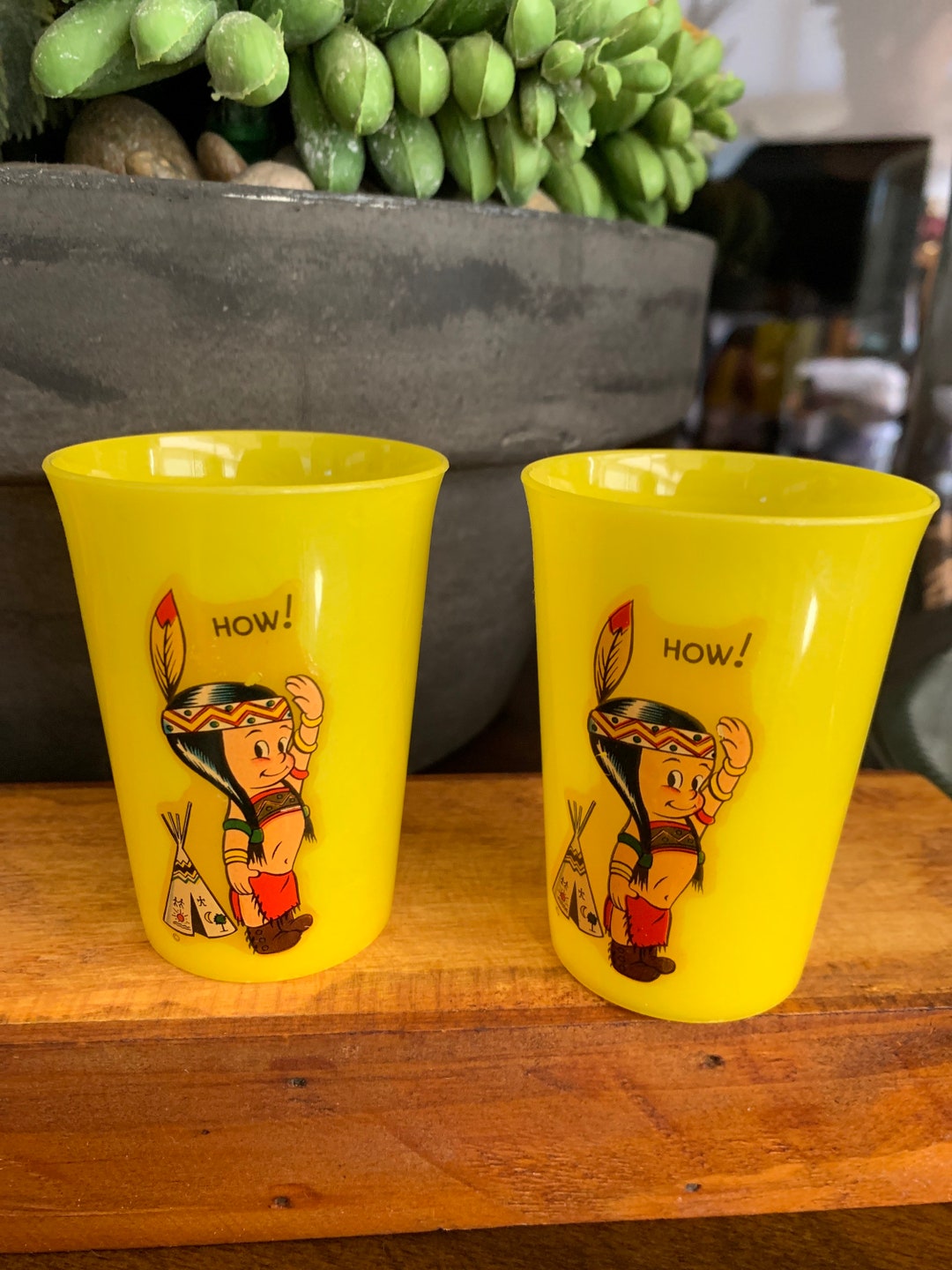 Vintage Aladdin Yellow Plastic Juice Cups - Etsy