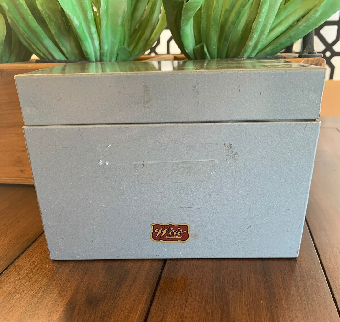 Vintage Weis Metal Card Box - Etsy