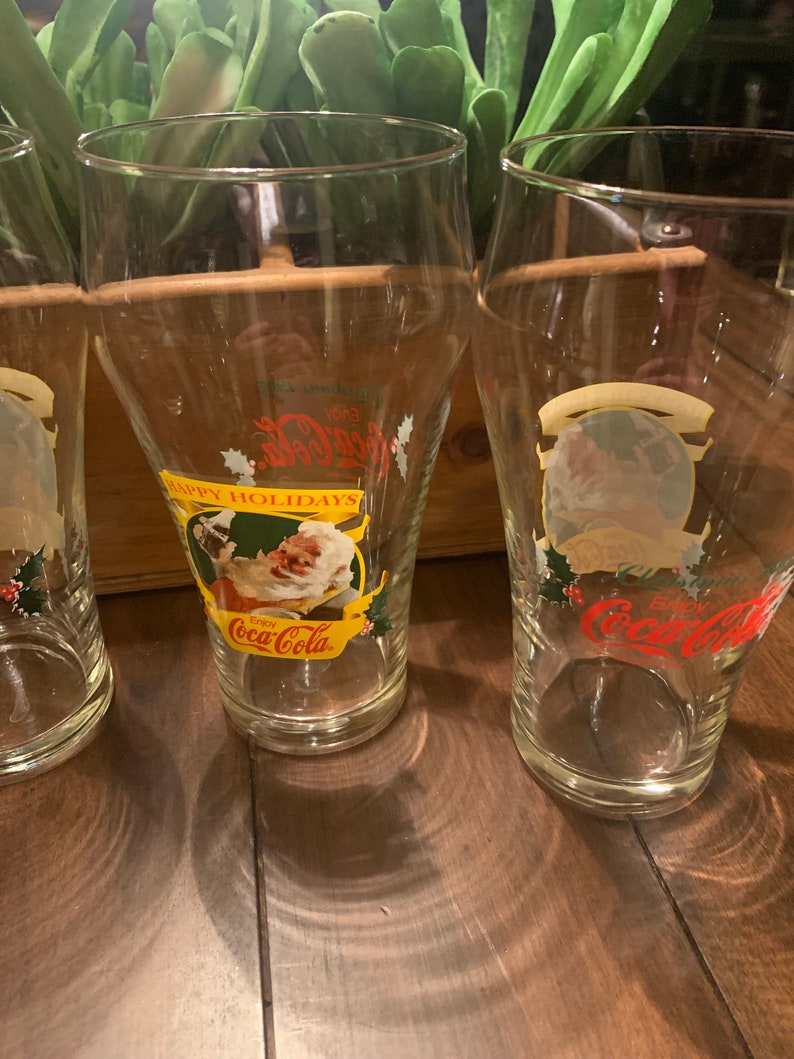 Coca-cola Christmas Glasses - Set of 4 - Etsy