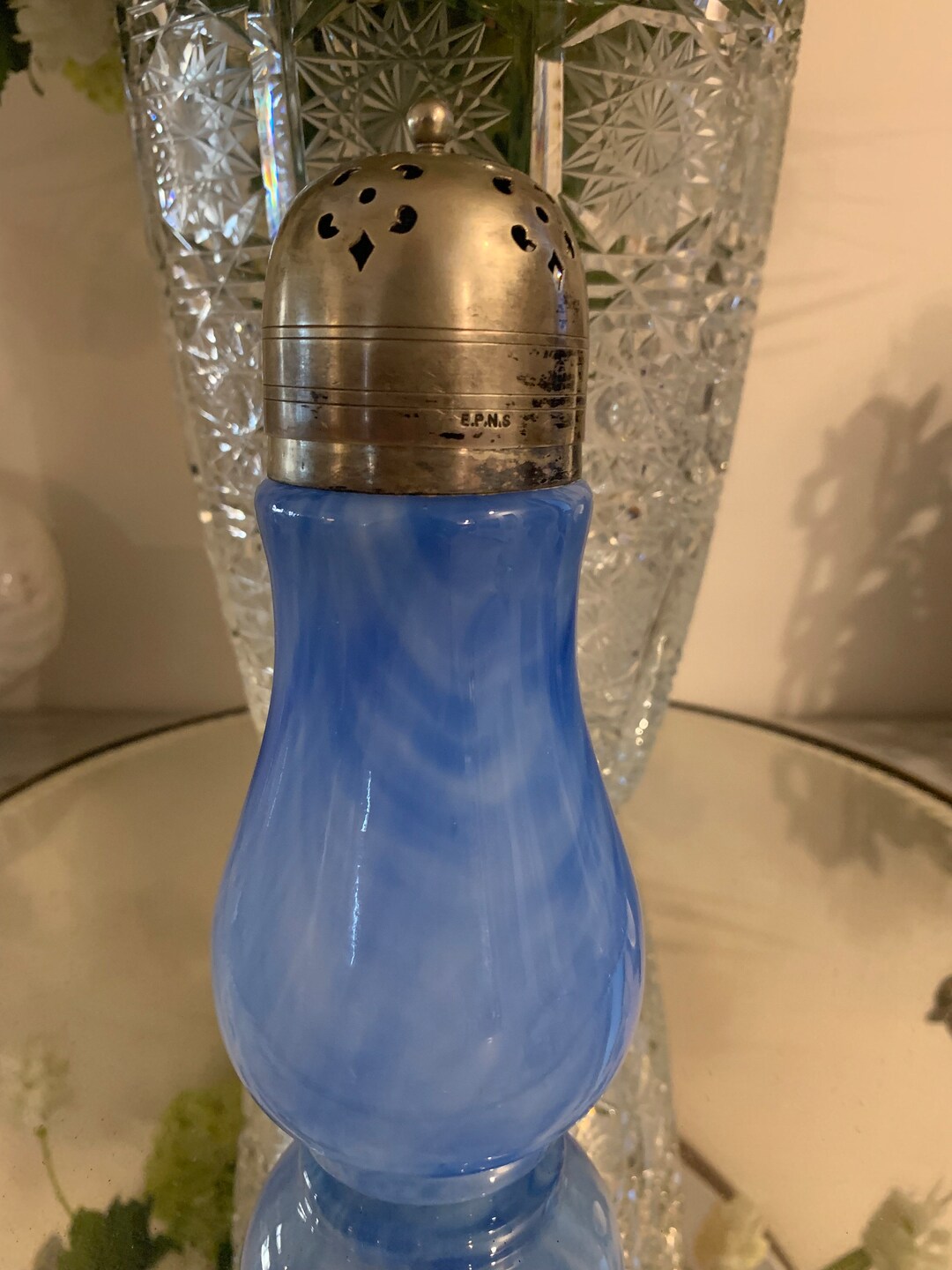 Blue Swirl Glass Sugar Shaker Muffineer - Etsy