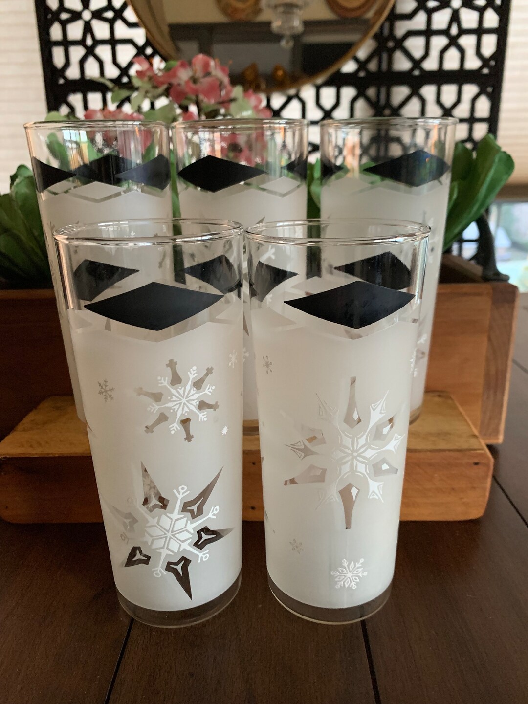 Vintage Atomic Snowflake Tumblers - Anchor Hocking - Etsy