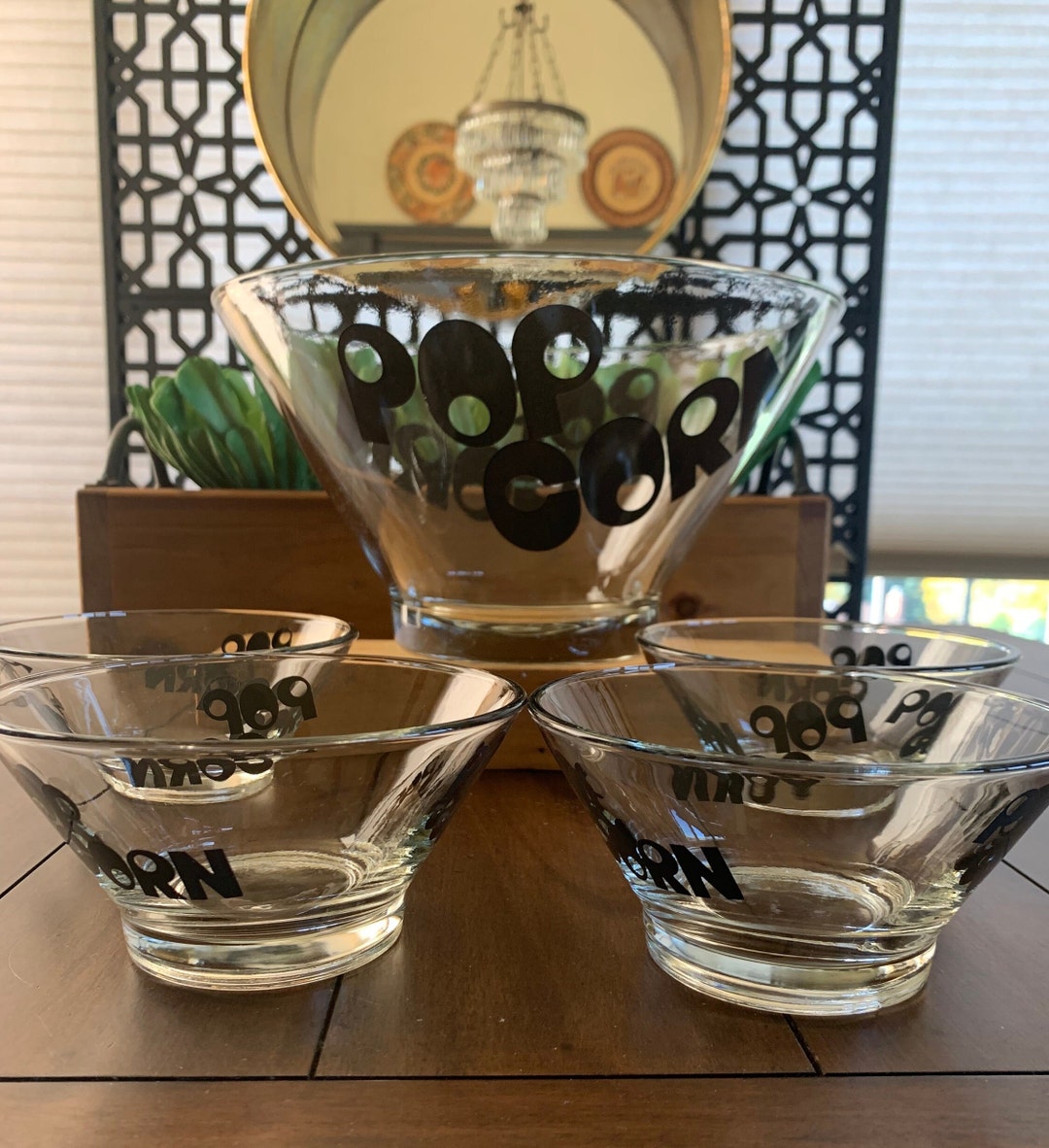 Mid Century Wheaton Glass Popcorn Bowl Set (set of 5) - Etsy