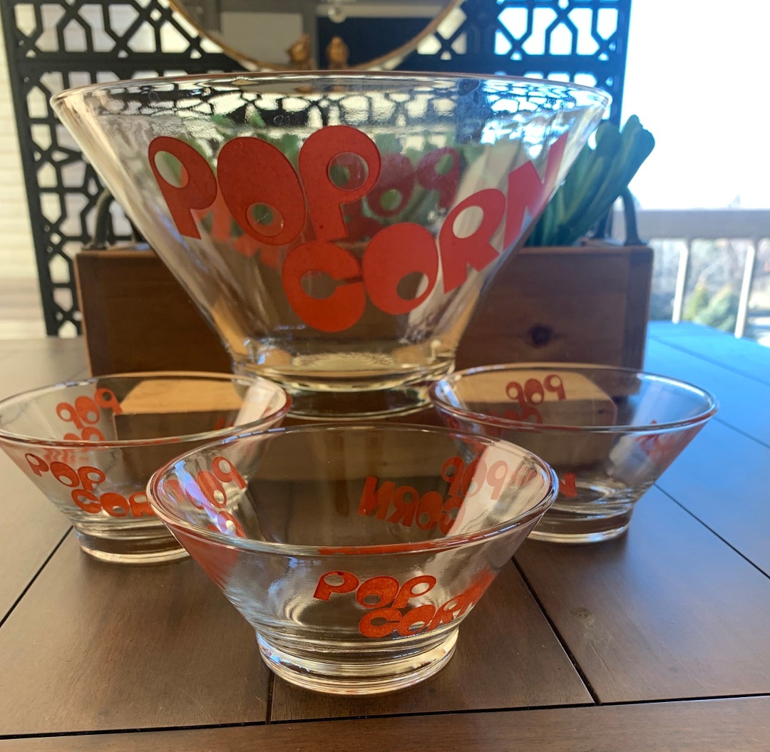 Vintage Red Wheaton Glass Popcorn Bowl Set - Etsy
