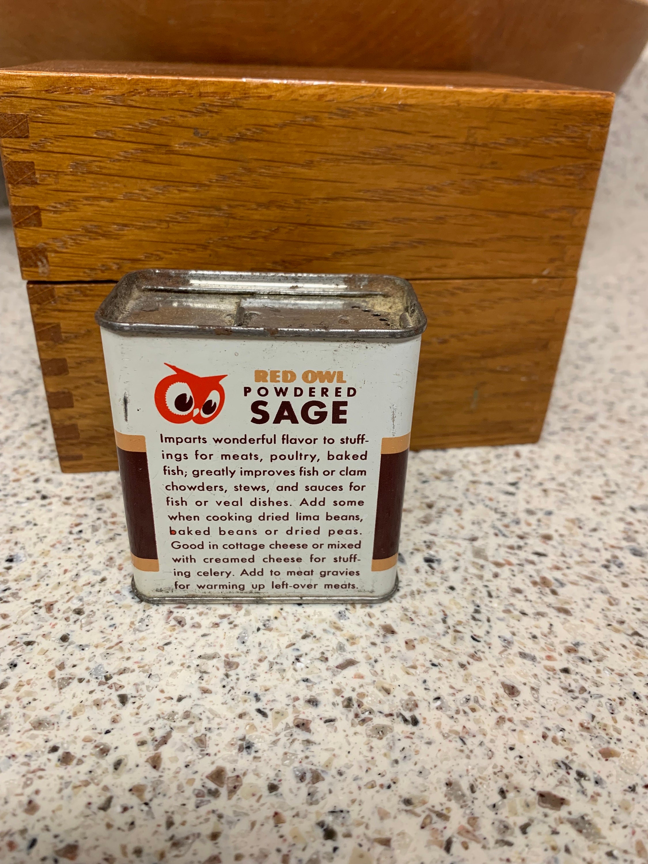 Vintage Red Owl Sage Spice Tin 1 Oz - Etsy