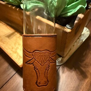 Vintage Libbey Bamco Western Pitcher Leather Sleeve With Glass Pitcher ...