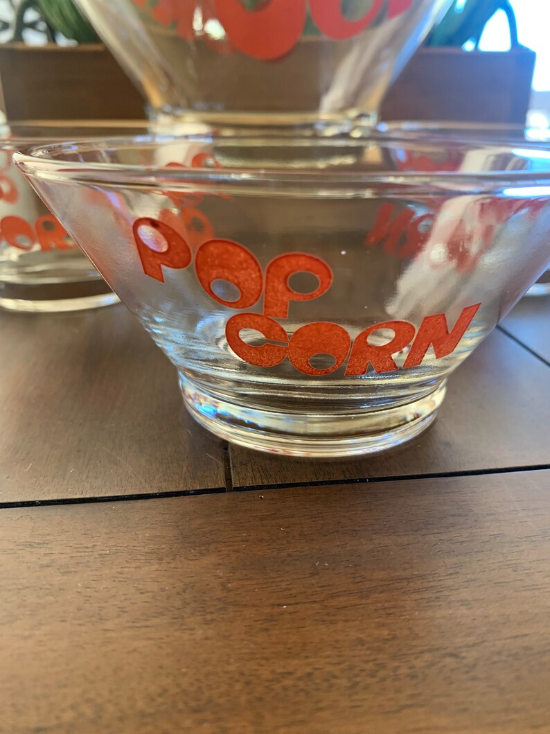 Vintage Red Wheaton Glass Popcorn Bowl Set - Etsy