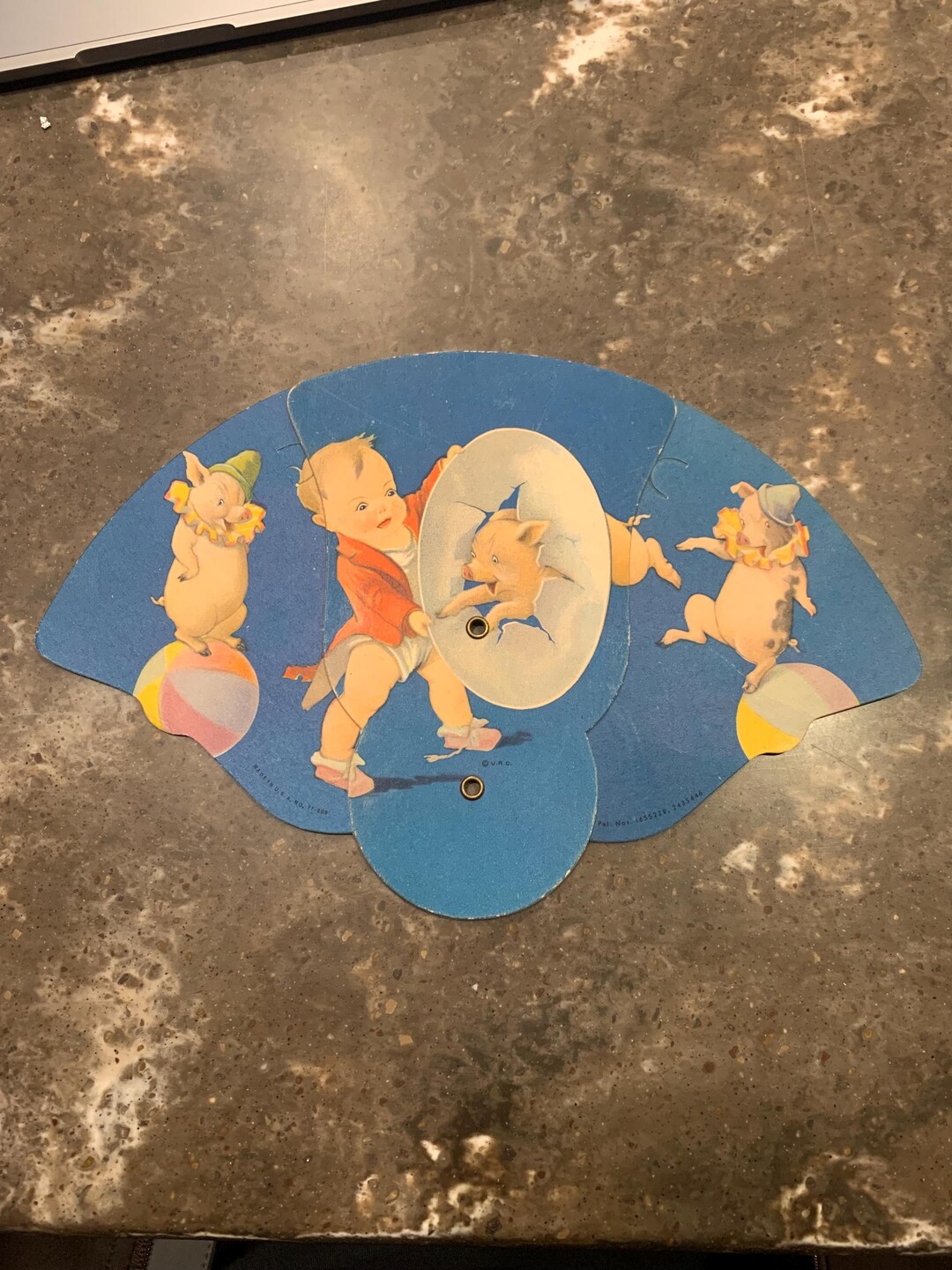 Vintage Cardboard Folding Advertising Fan: Singing Pig W/ Mandolin ...