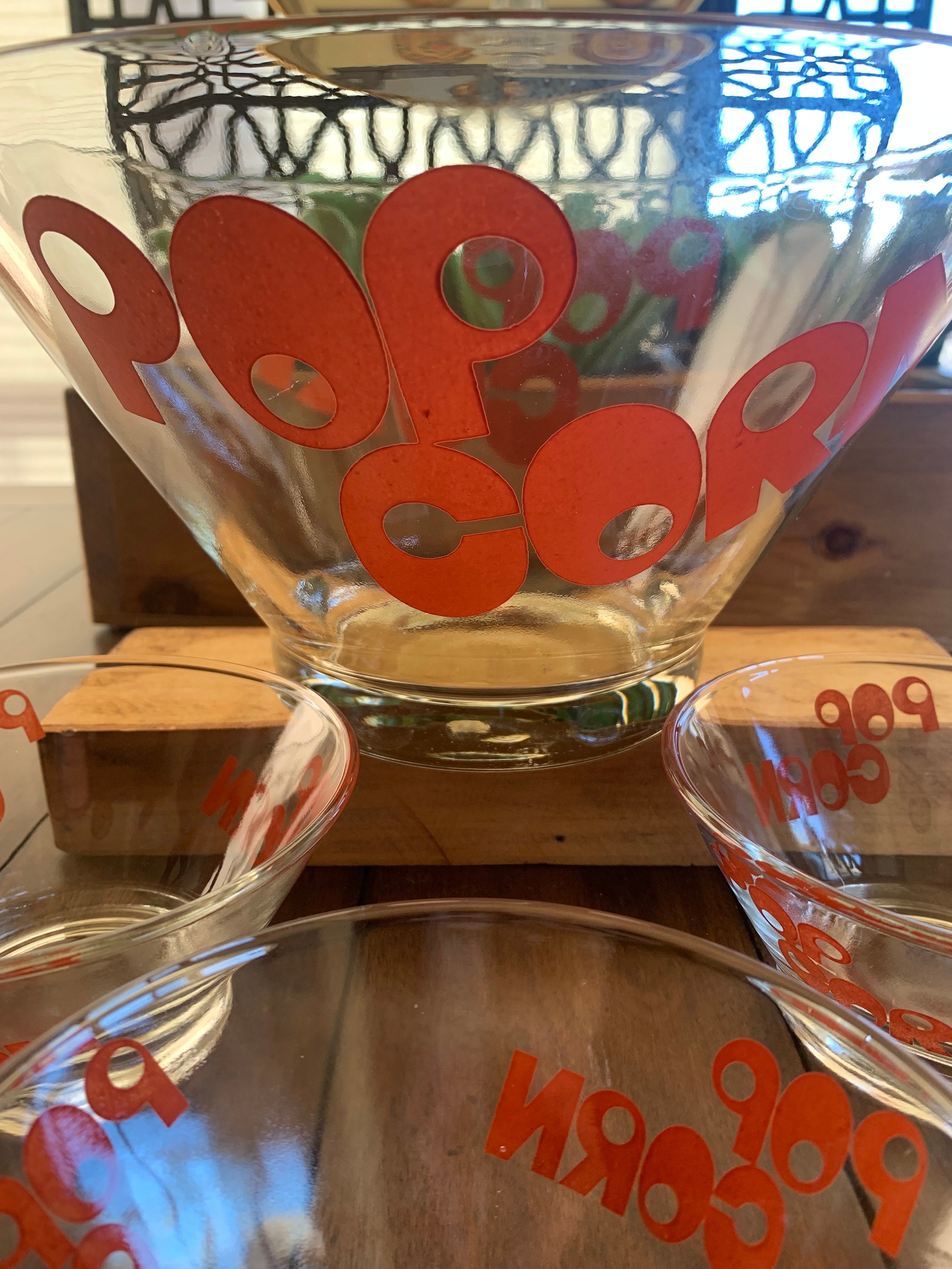 Vintage Red Wheaton Glass Popcorn Bowl Set - Etsy