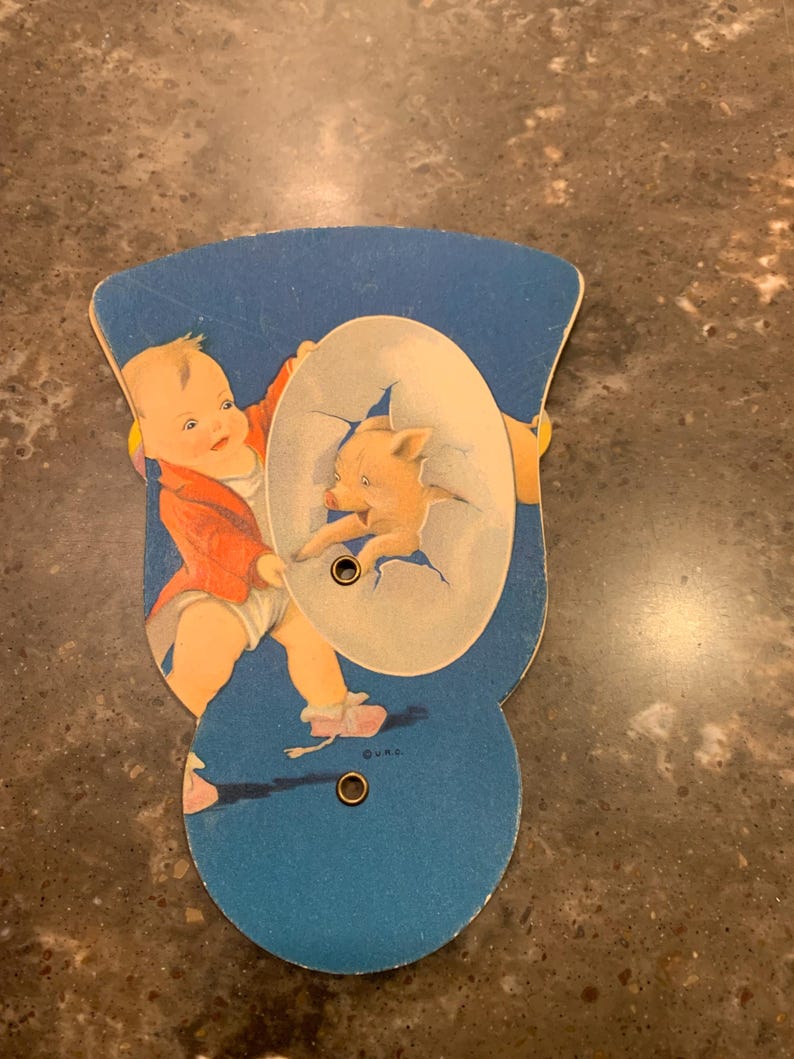 Vintage Cardboard Folding Advertising Fan: Singing Pig W/ Mandolin ...