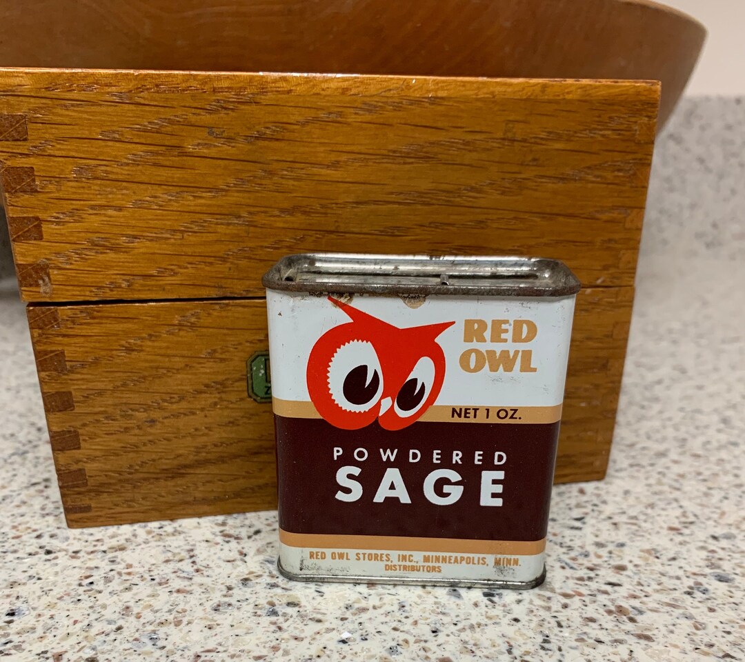 Vintage Red Owl Sage Spice Tin 1 Oz - Etsy