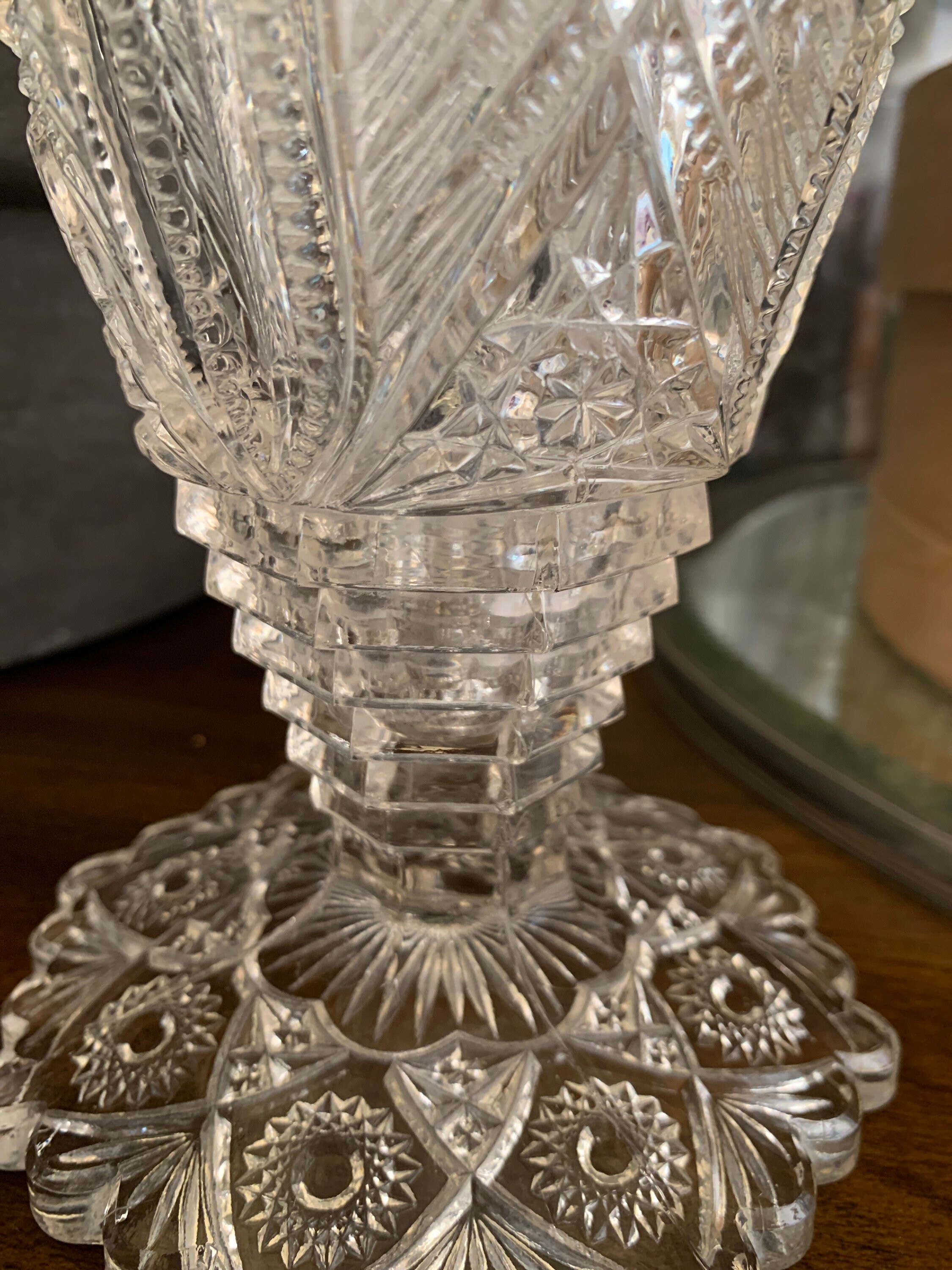 Vintage Pressed Glass Vase - Etsy