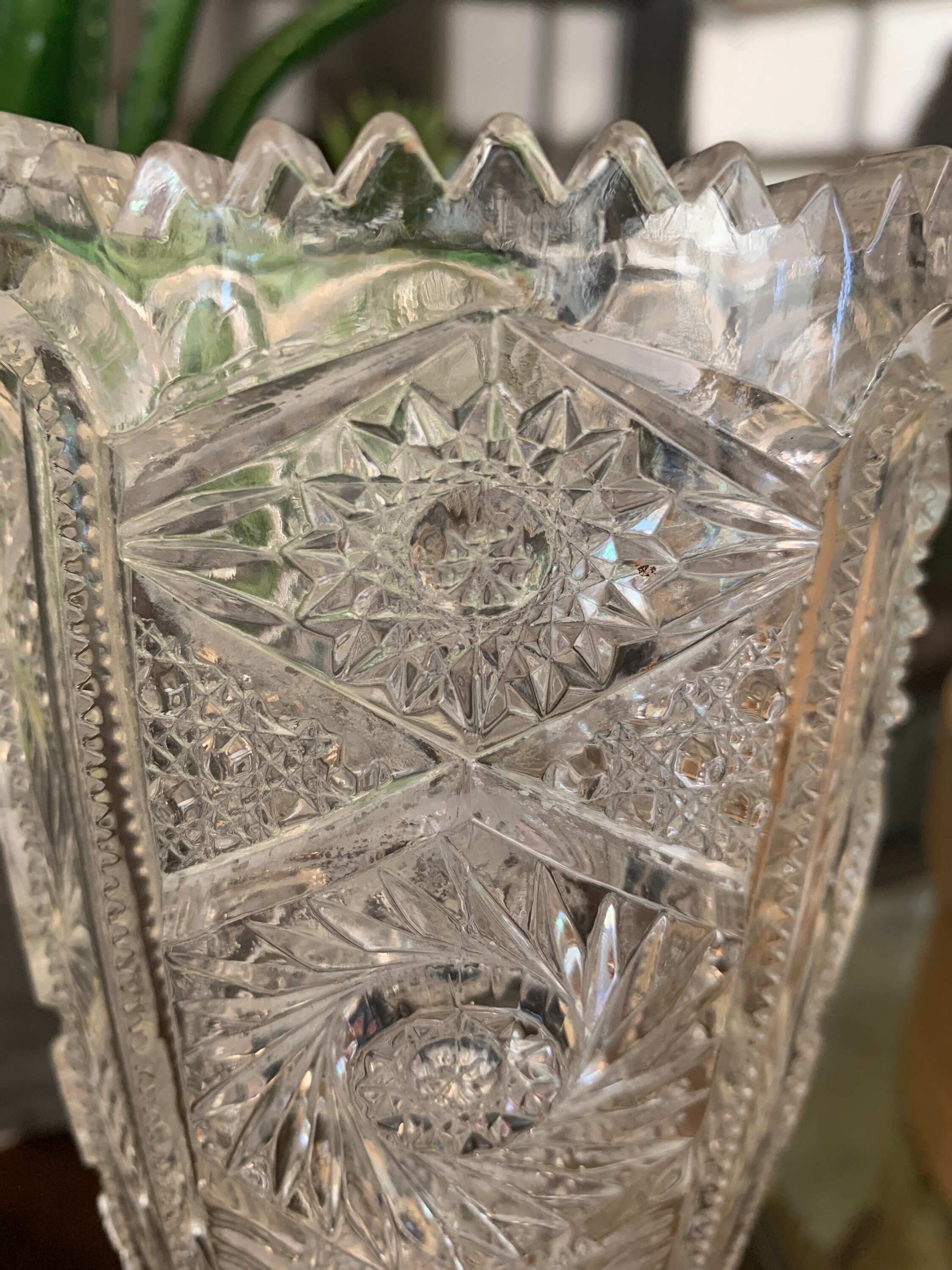 Vintage Pressed Glass Vase - Etsy